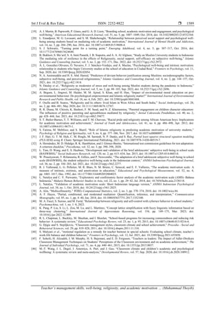 Teacher’s management skills, well-being, religiosity, and academic ...
