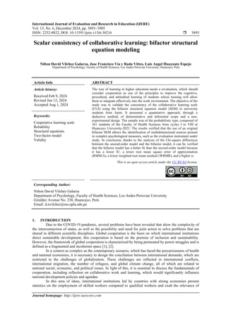 Scalar consistency of collaborative learning: bifactor structural ...