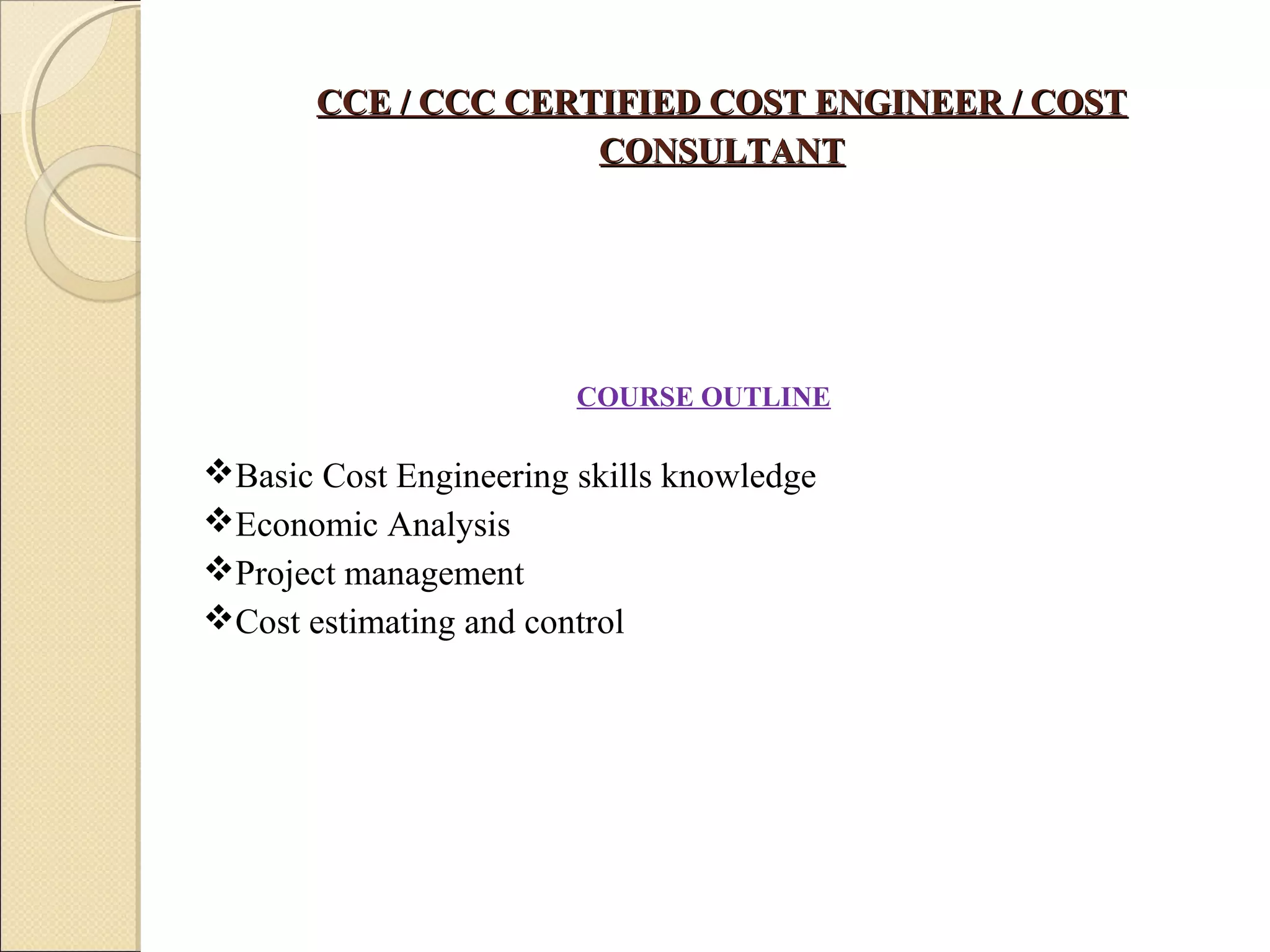 COST ENGINEERING TRAINING | PPT