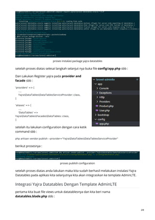 server side datatables menggunakan yajra 1 pada laravel admin lte | PDF