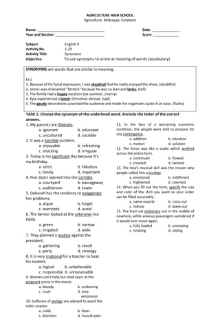29 synonyms | DOCX | Homework and Study | Education