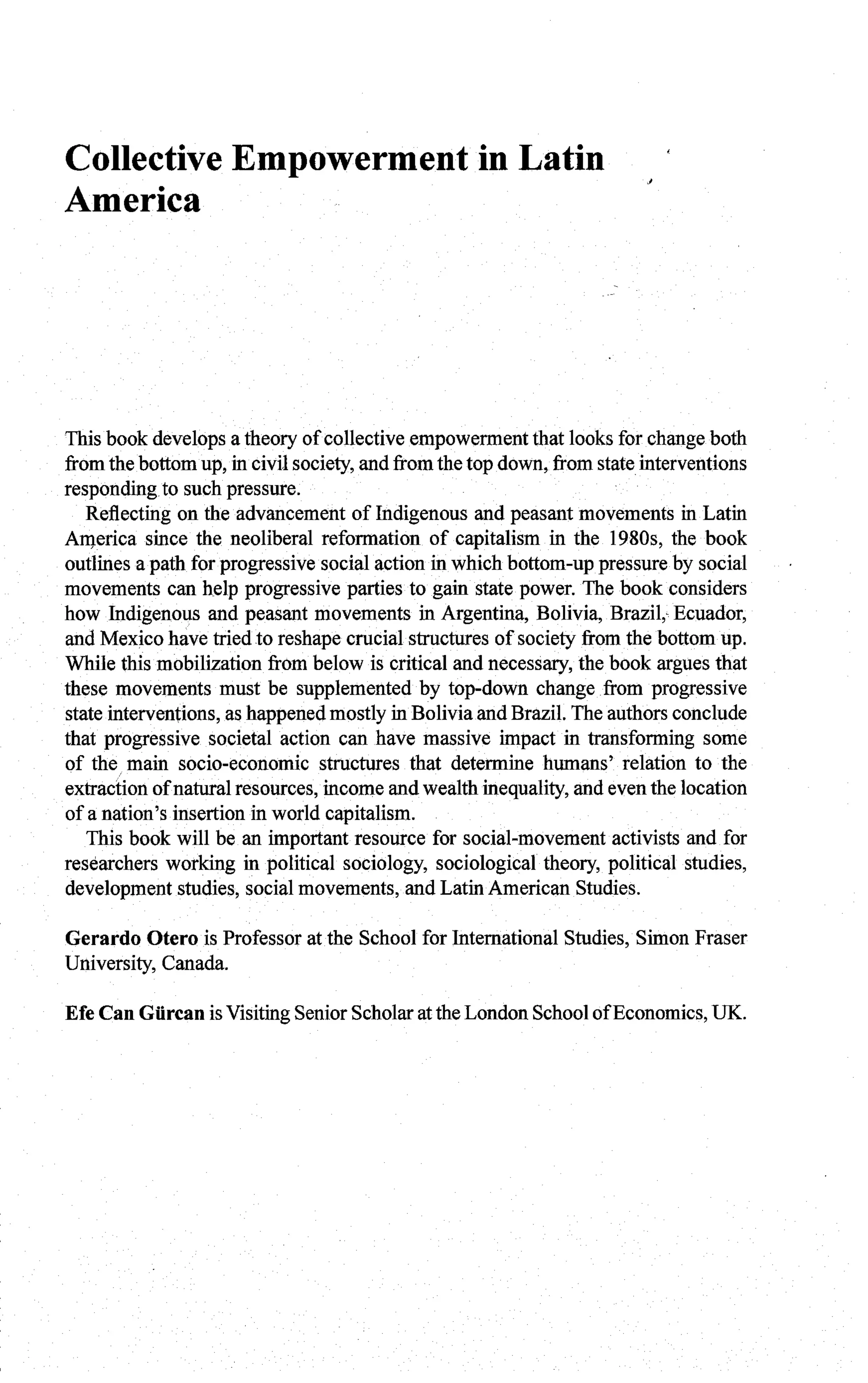 Collective Empowerment In Latin America Indigenous Peasant Movements ...