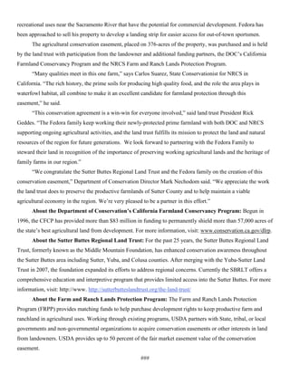 2014-11 Sutter County Fedora Farm Ag Conservation Easement | PDF
