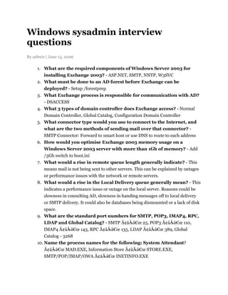 29041329 interview-questions-for-server-2003 | PDF | Operating Systems | Computer Software and ...