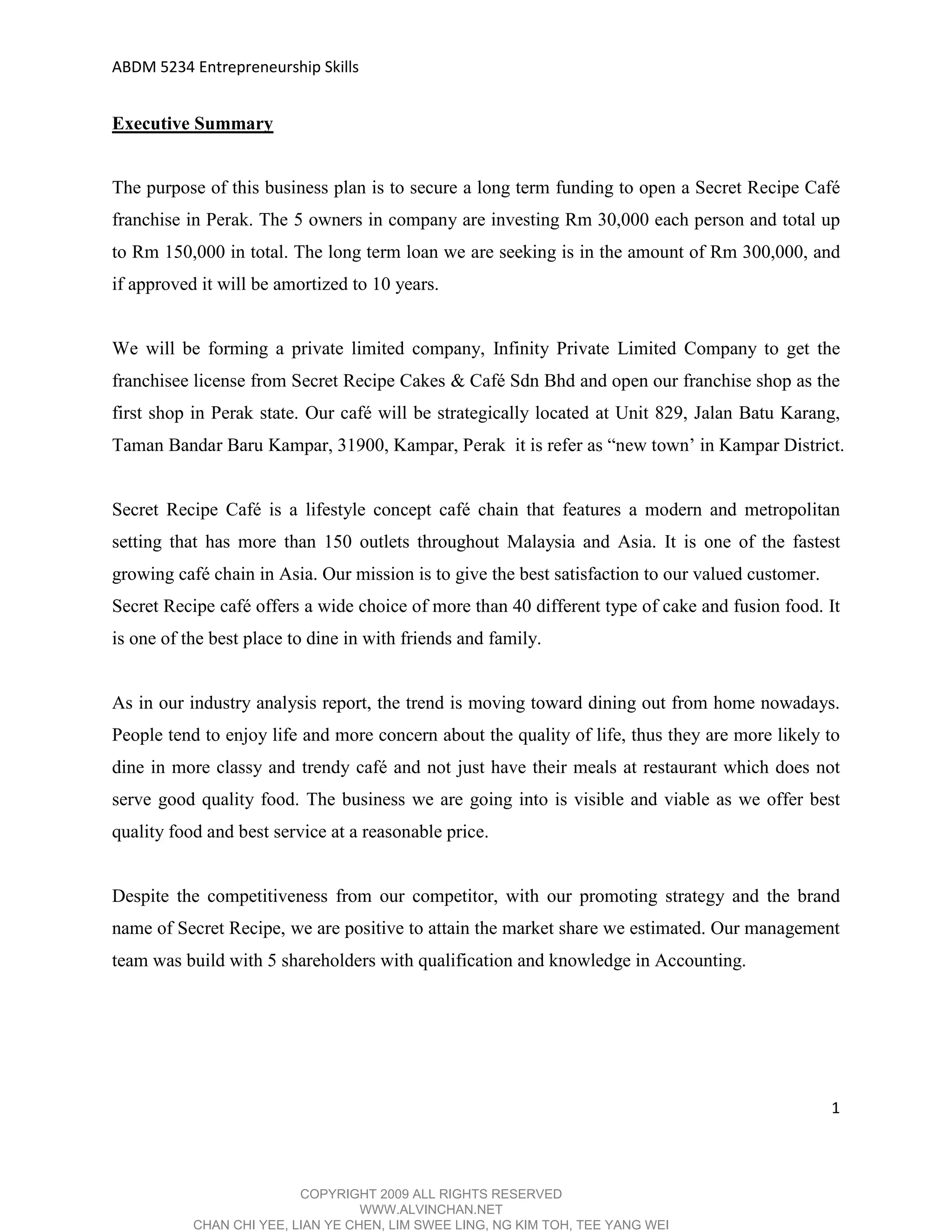 29047941 secret-recipe-business-plan | PDF