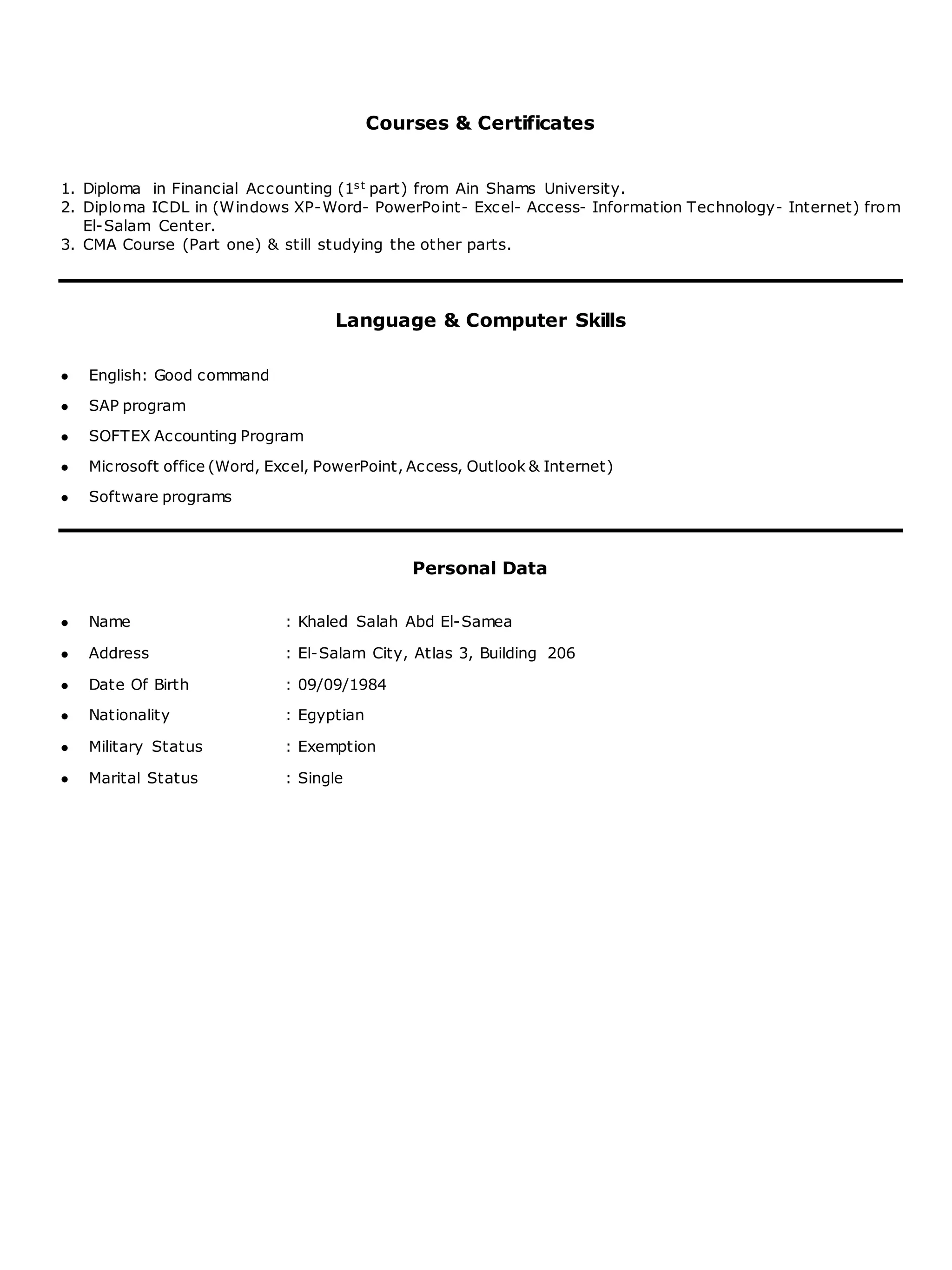 Khaled Salah CV | DOCX