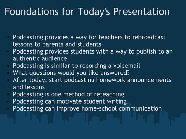 Broadcasting Learning from Your Classroom with GarageBand | PPT