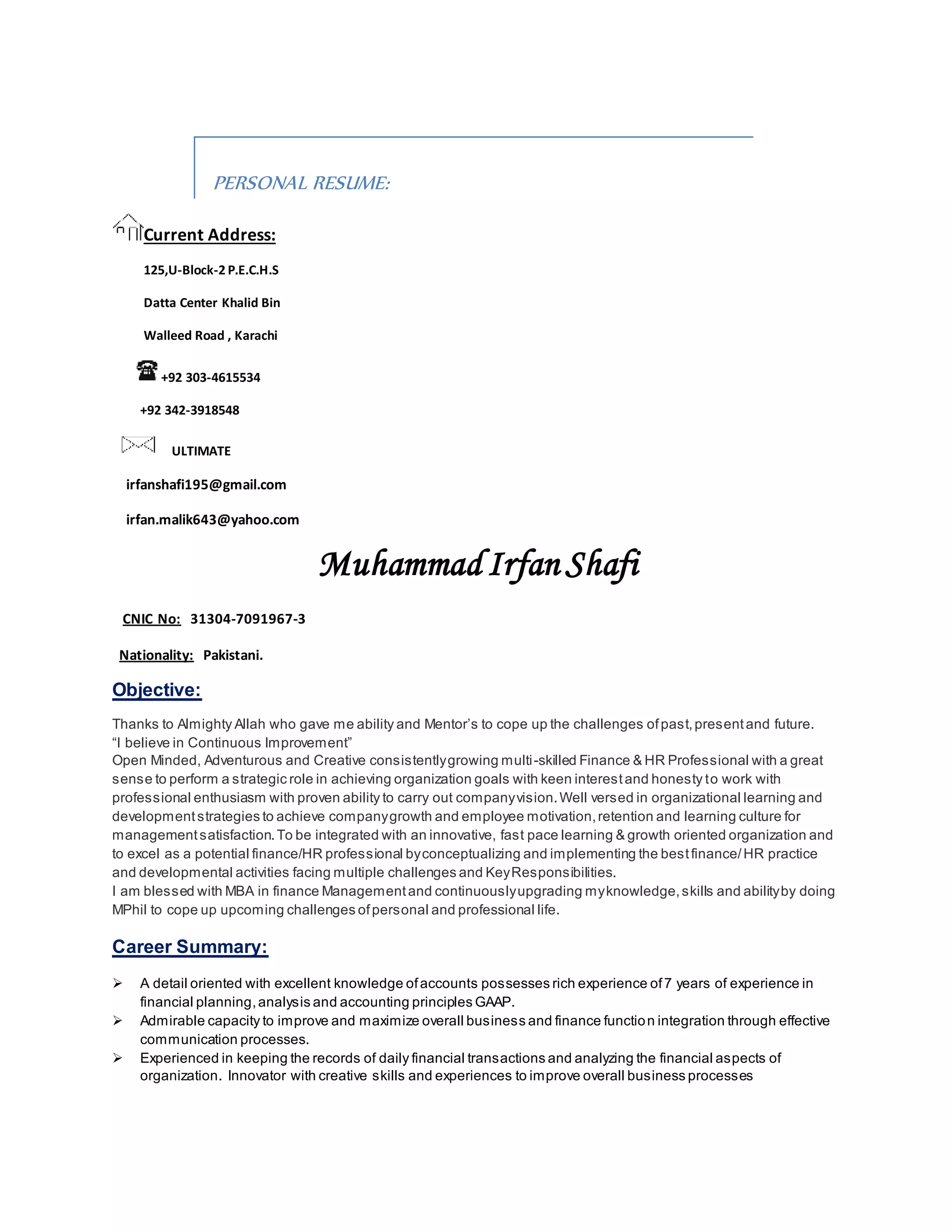 M. Irfan Shafi | PDF