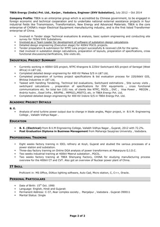 CV- Electrical Tech.& Design With 4+ years of exp. | PDF