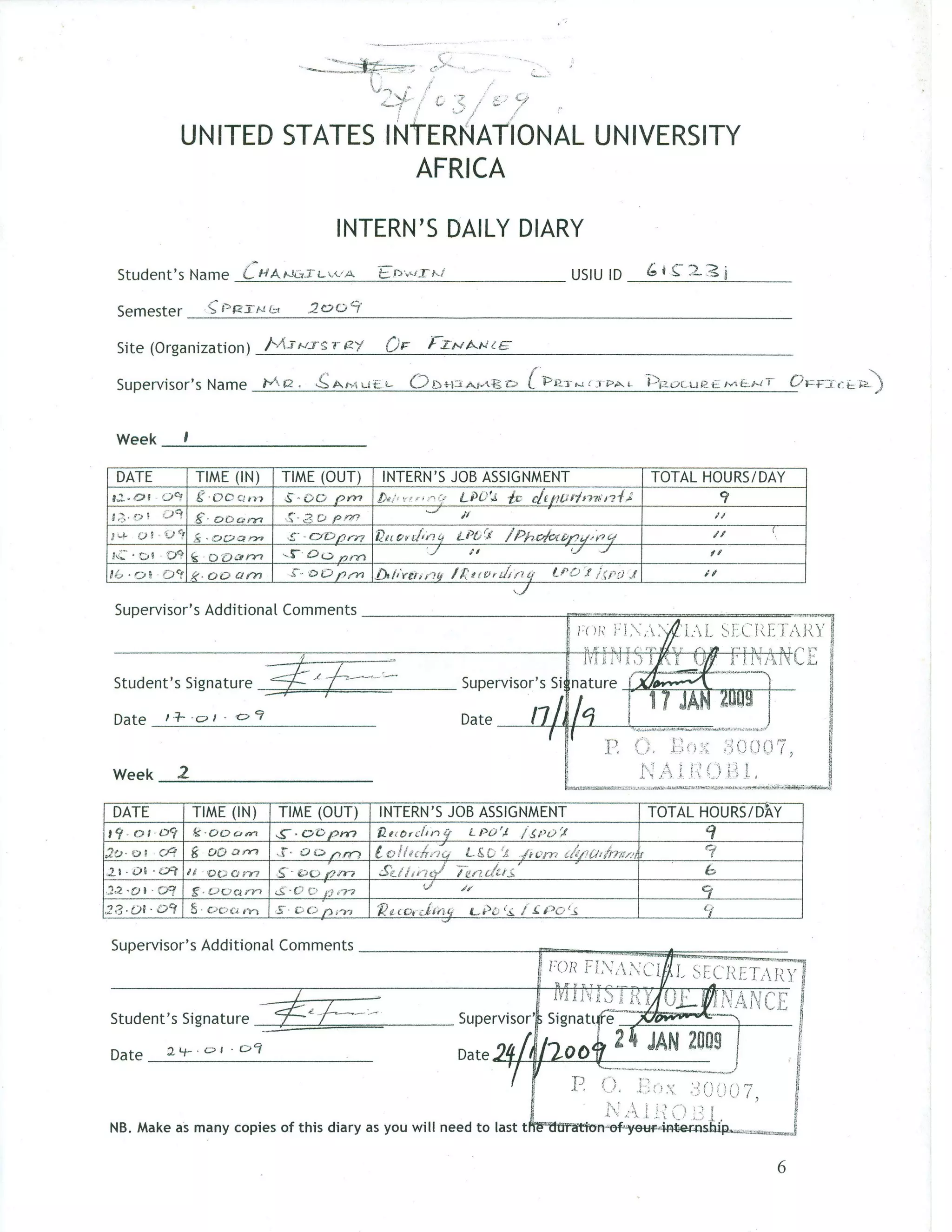 MINISTRY OF FINANCE INTERNSHIP JOURNAL | PDF