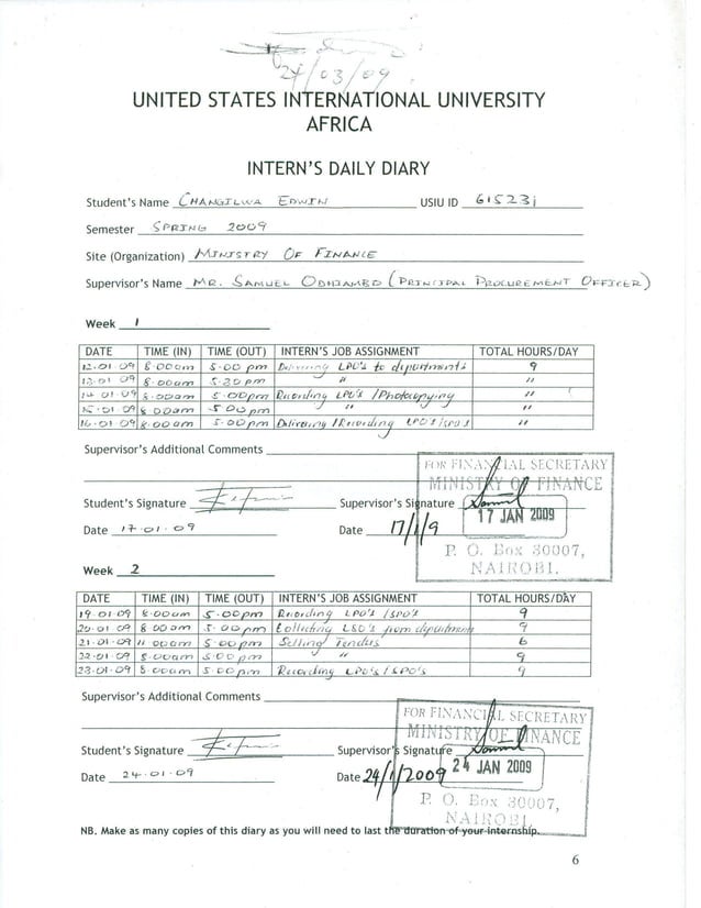 MINISTRY OF FINANCE INTERNSHIP JOURNAL | PDF