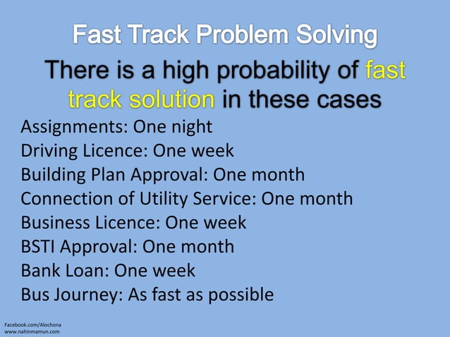 Fast Track Problem Solving in Bangladesh