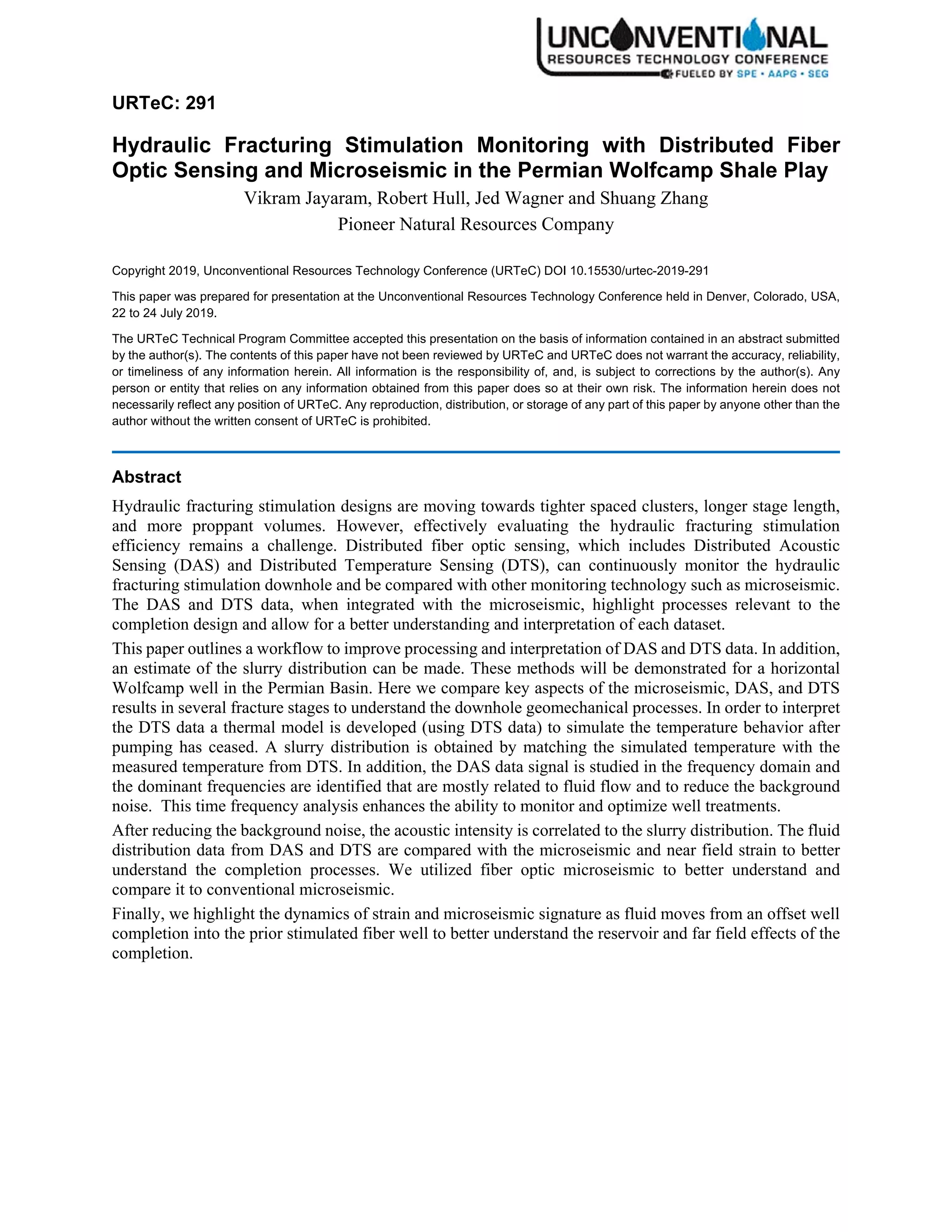 Hydraulic Fracturing Stimulation Monitoring with Distributed Fiber ...