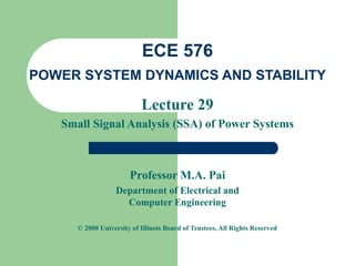 Power system dynamics and Stability analysis | PPT