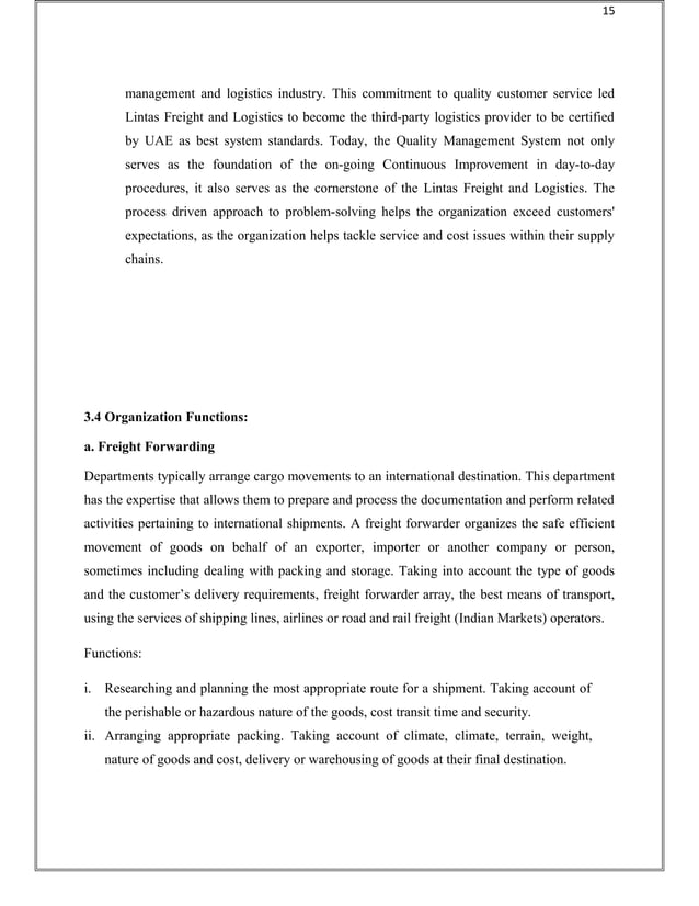 Logistics-project-report | DOC | Logistics and Transportation Industry ...