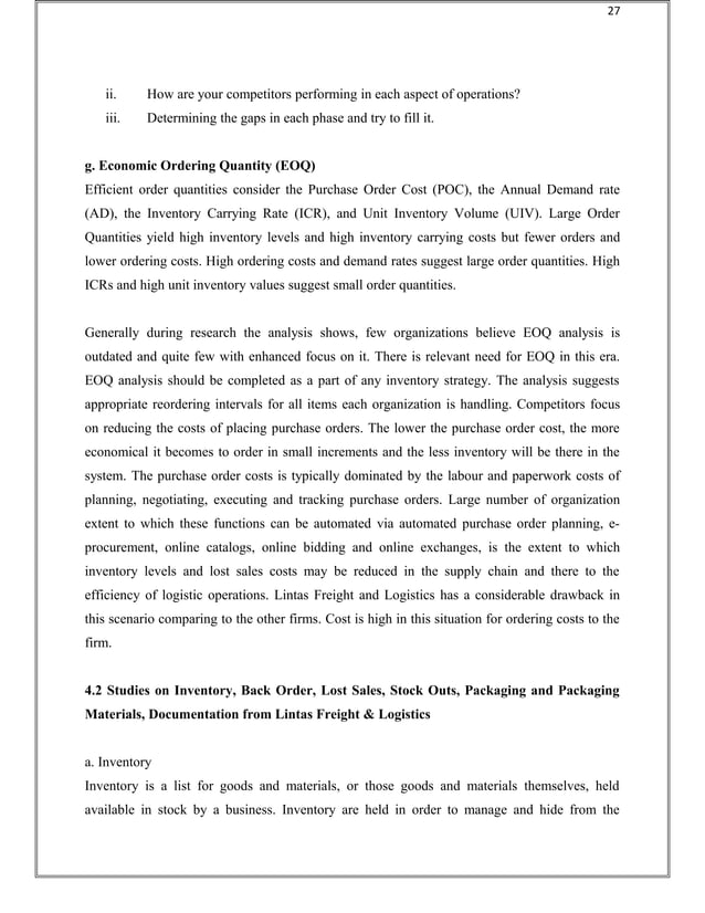 Logistics-project-report | DOC | Logistics and Transportation Industry ...