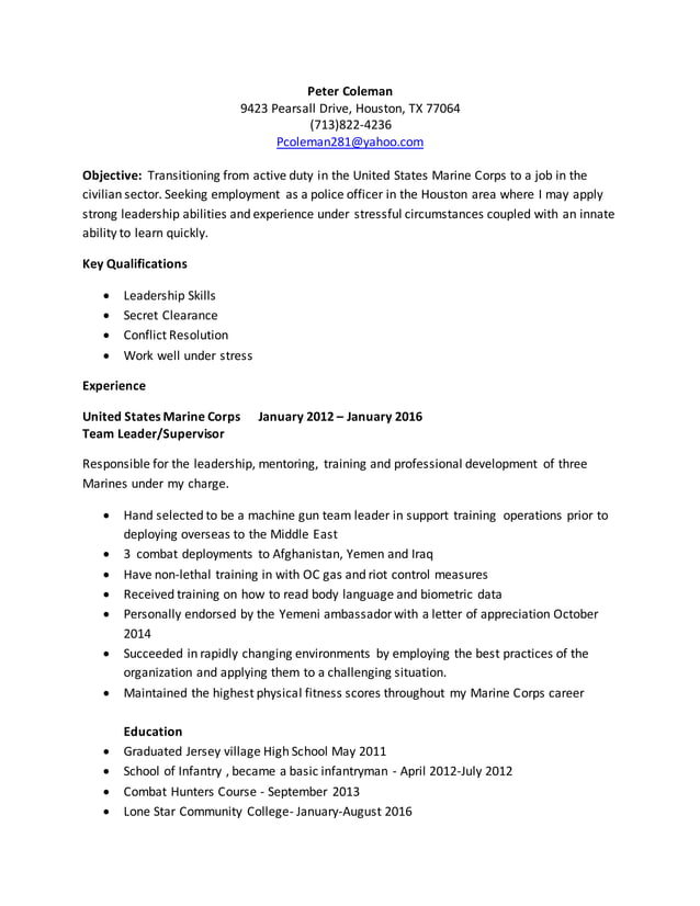 Peter Coleman resume | DOCX