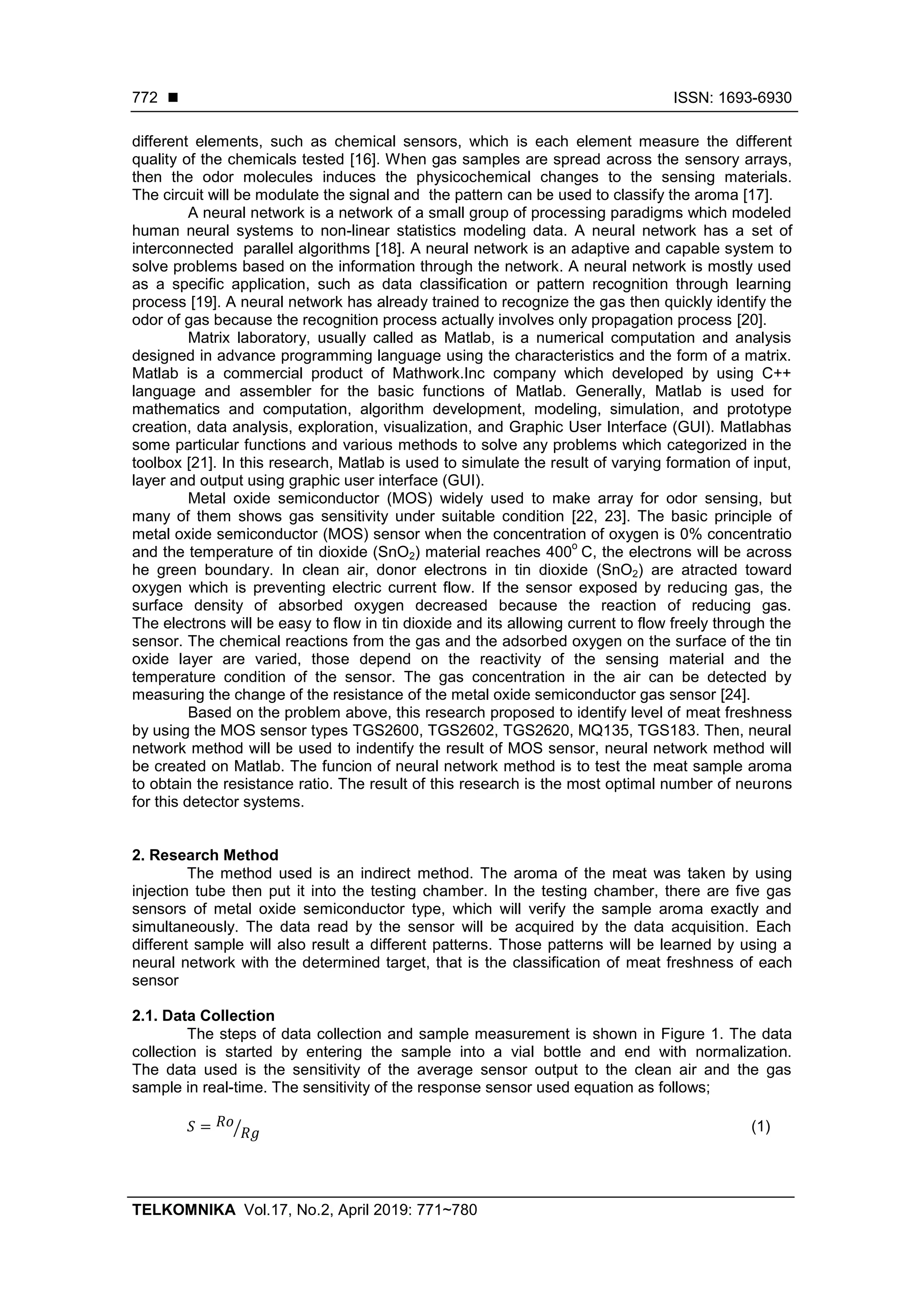 MOS gas sensor of meat freshness analysis on E-nose | PDF
