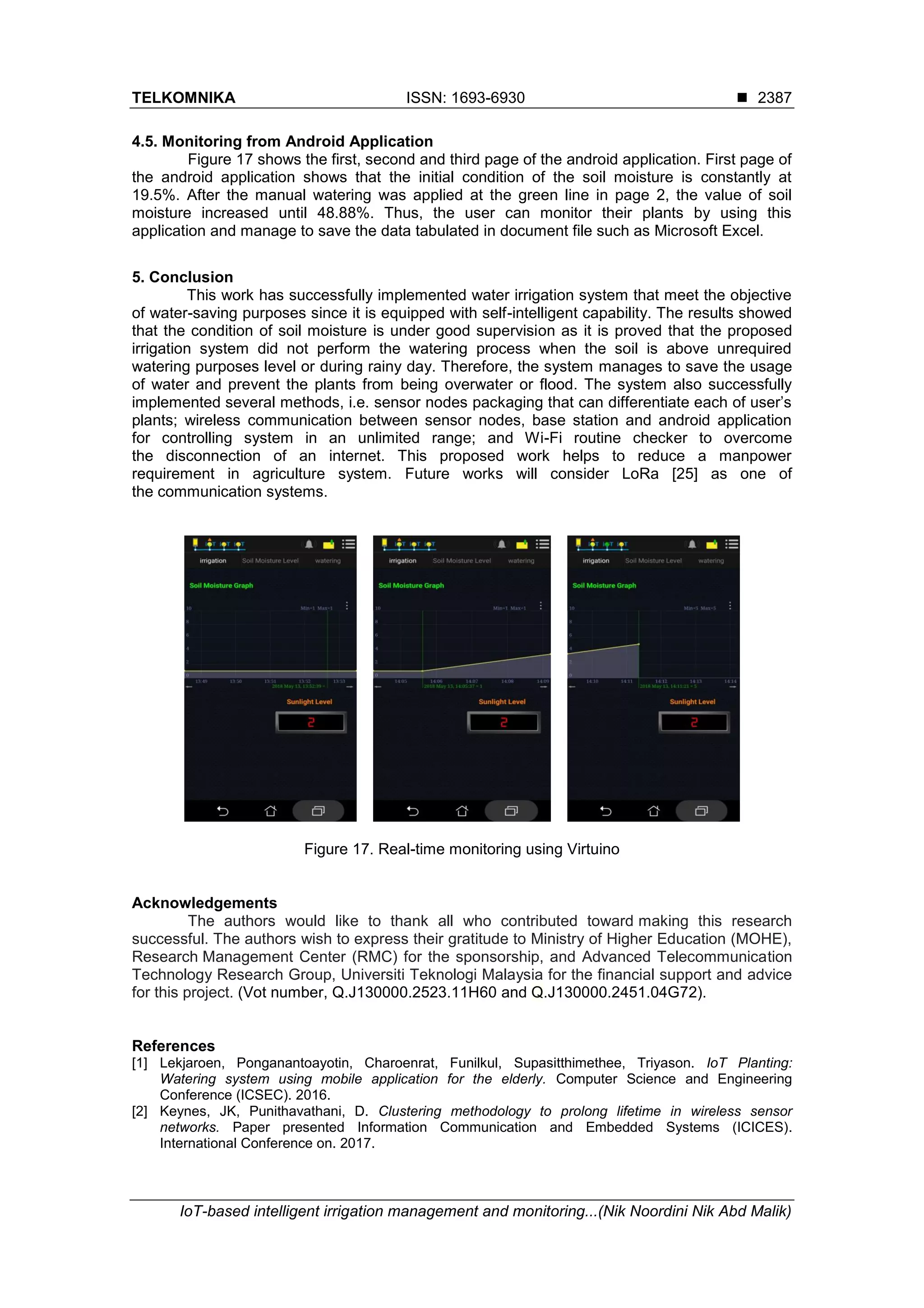 IoT-based intelligent irrigation management and monitoring system using arduino | PDF