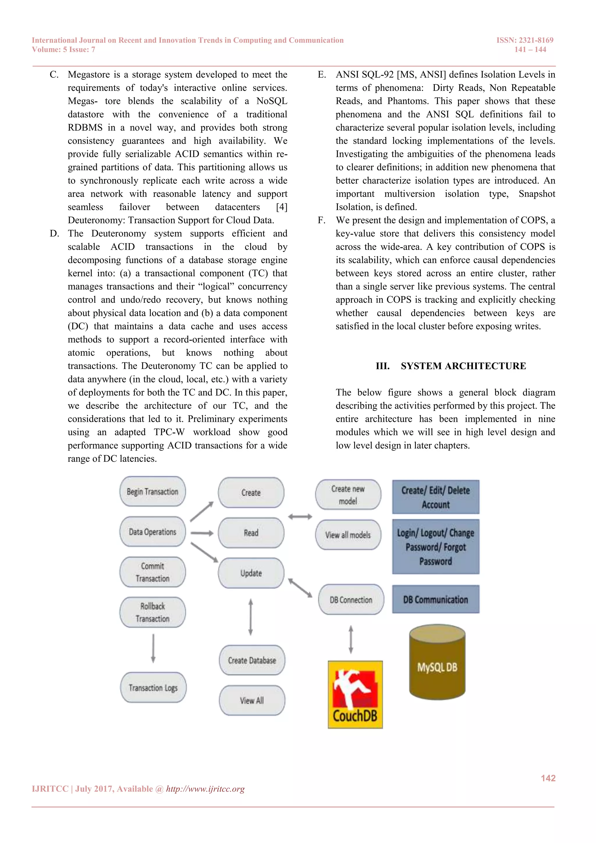 Secure Transaction Model for NoSQL Database Systems: Review | PDF | Databases | Computer ...