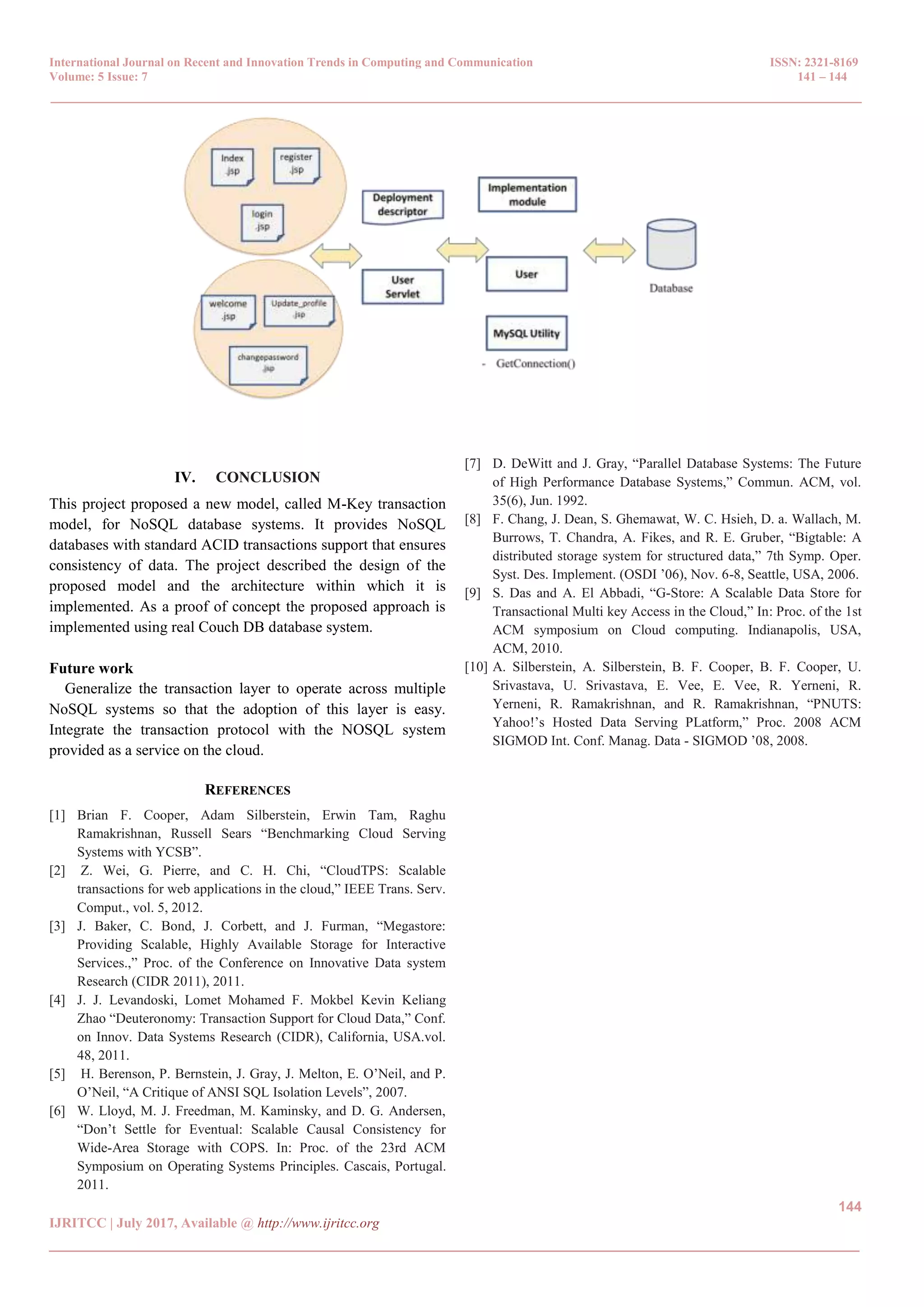 Secure Transaction Model for NoSQL Database Systems: Review | PDF