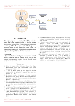 Secure Transaction Model for NoSQL Database Systems: Review | PDF