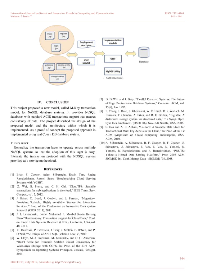 Secure Transaction Model For Nosql Database Systems Review Pdf