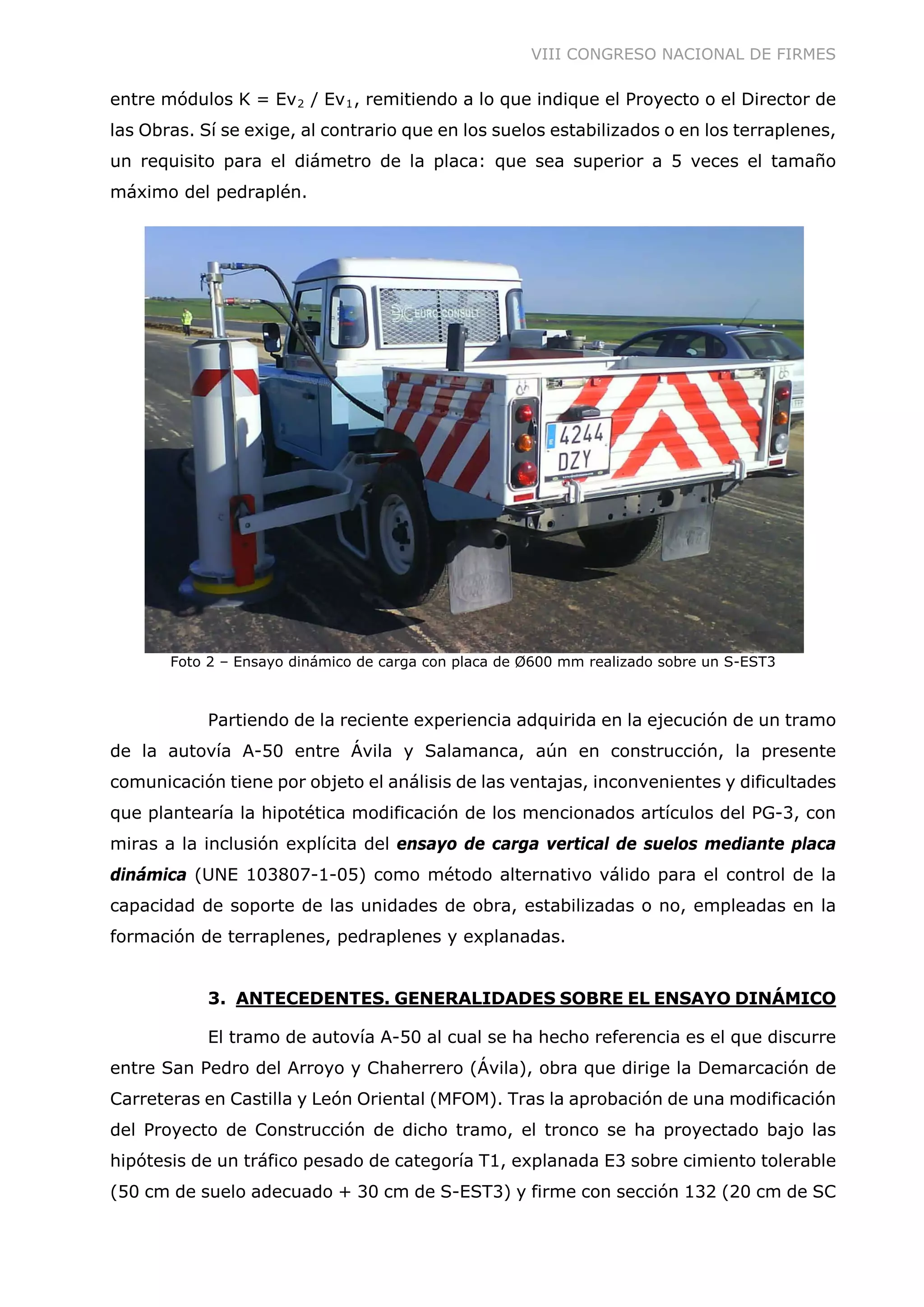 Ingeniería civil: ensayo de carga con placa dinámica | PDF