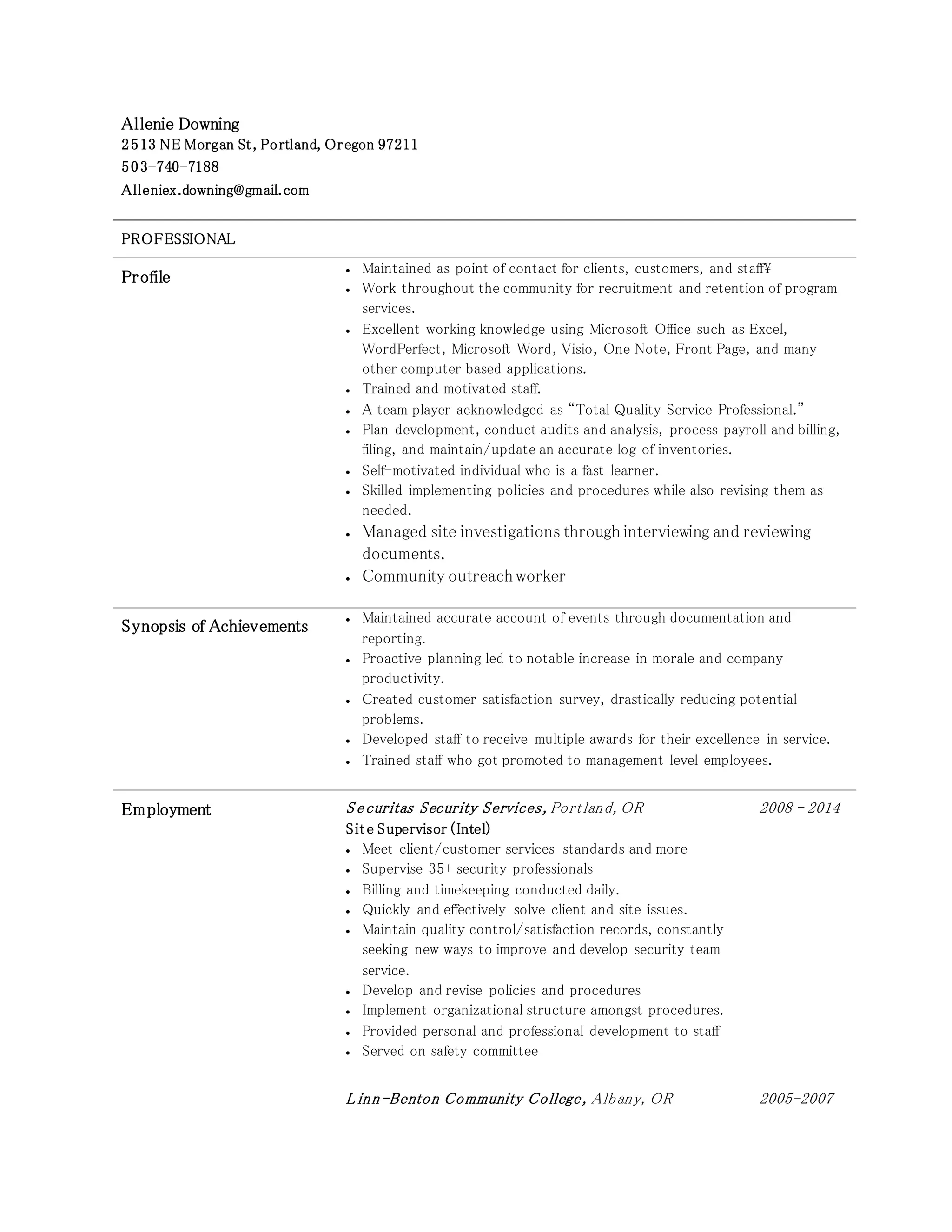 Allenie Downing PROFESSIONAL | DOCX