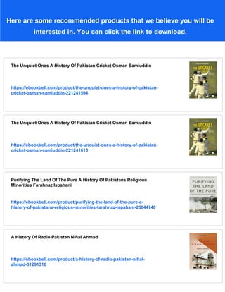 A History Of Pakistan Illustrated Roger D Long | PDF
