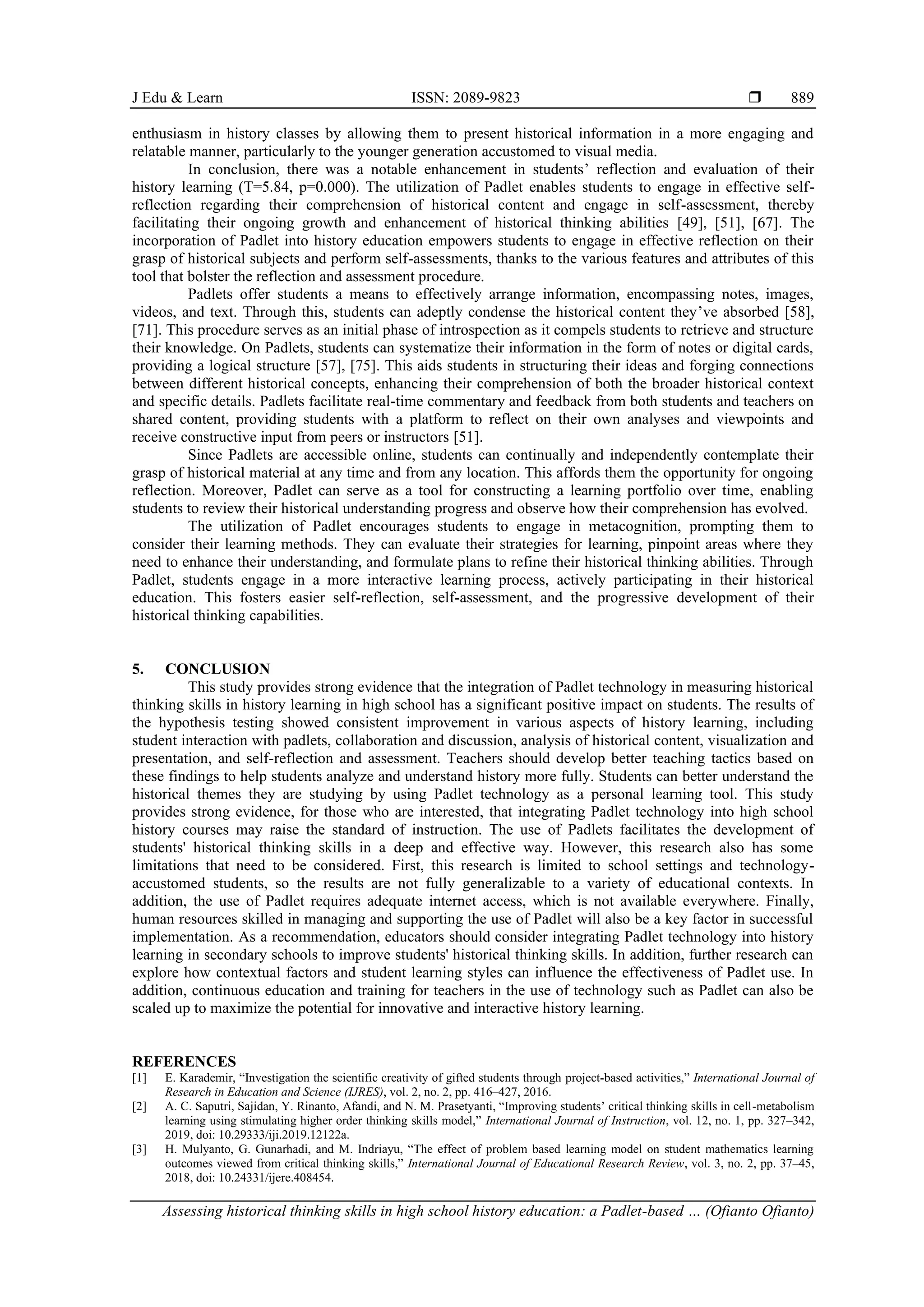 Assessing historical thinking skills in high school history education: a Padlet-based approach | PDF
