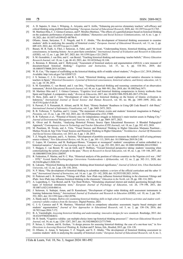 Assessing historical thinking skills in high school history education ...