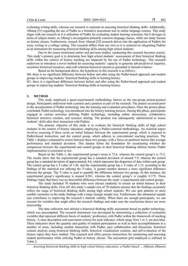 Assessing historical thinking skills in high school history education ...