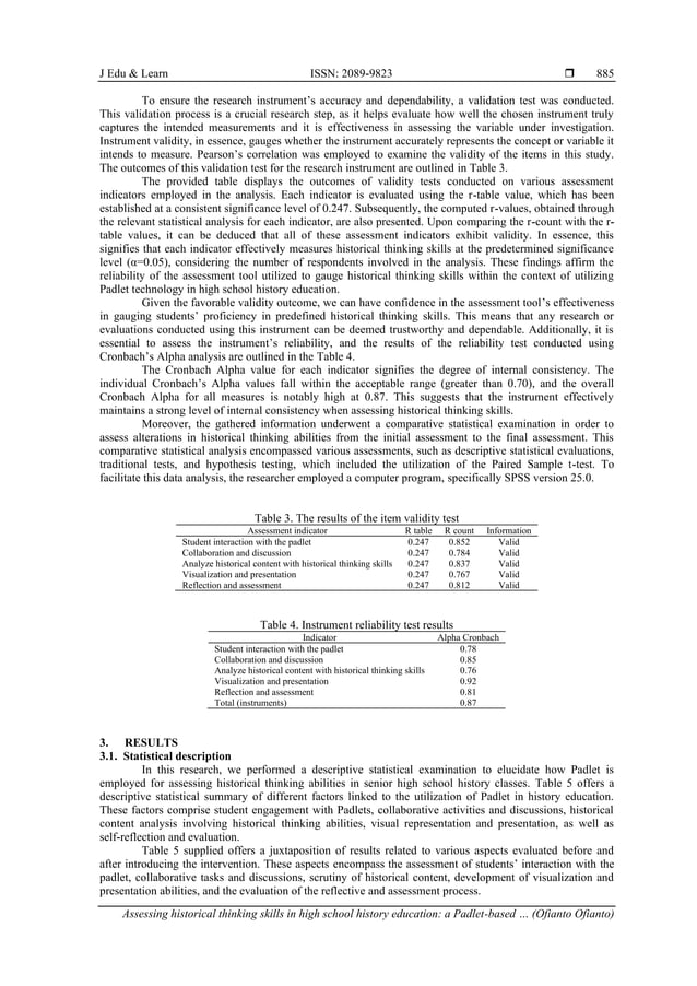 Assessing historical thinking skills in high school history education ...