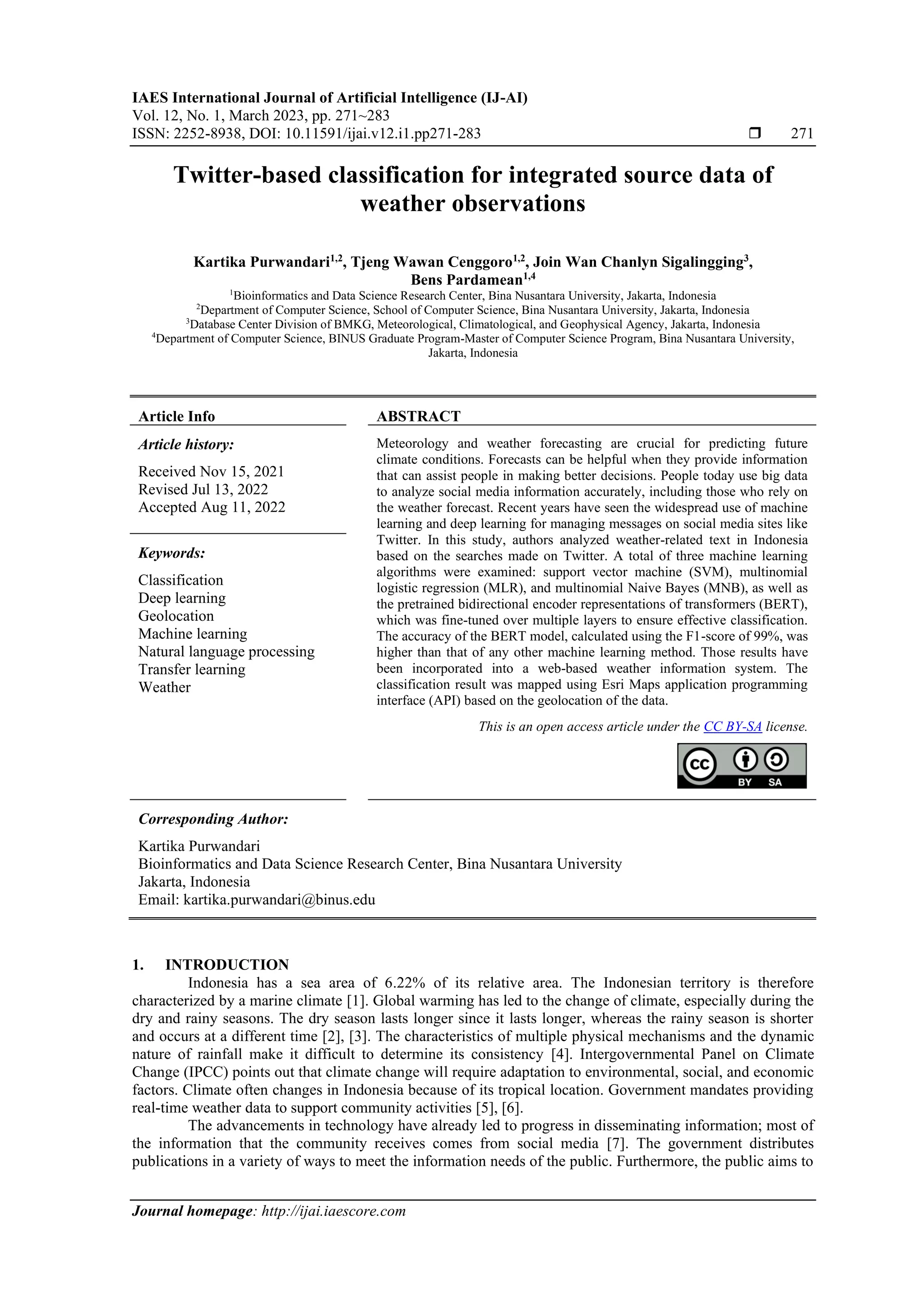 Twitter-based classification for integrated source data of weather ...
