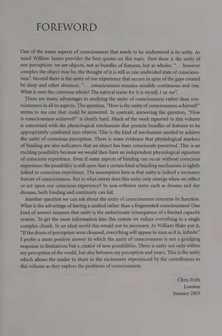 The Unity Of Consciousness Binding Integration And Dissociation ...