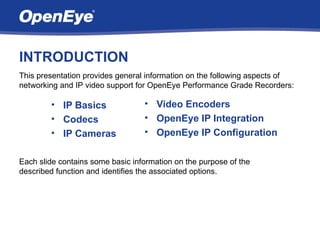 OpenEye IP Video Basics | PPT