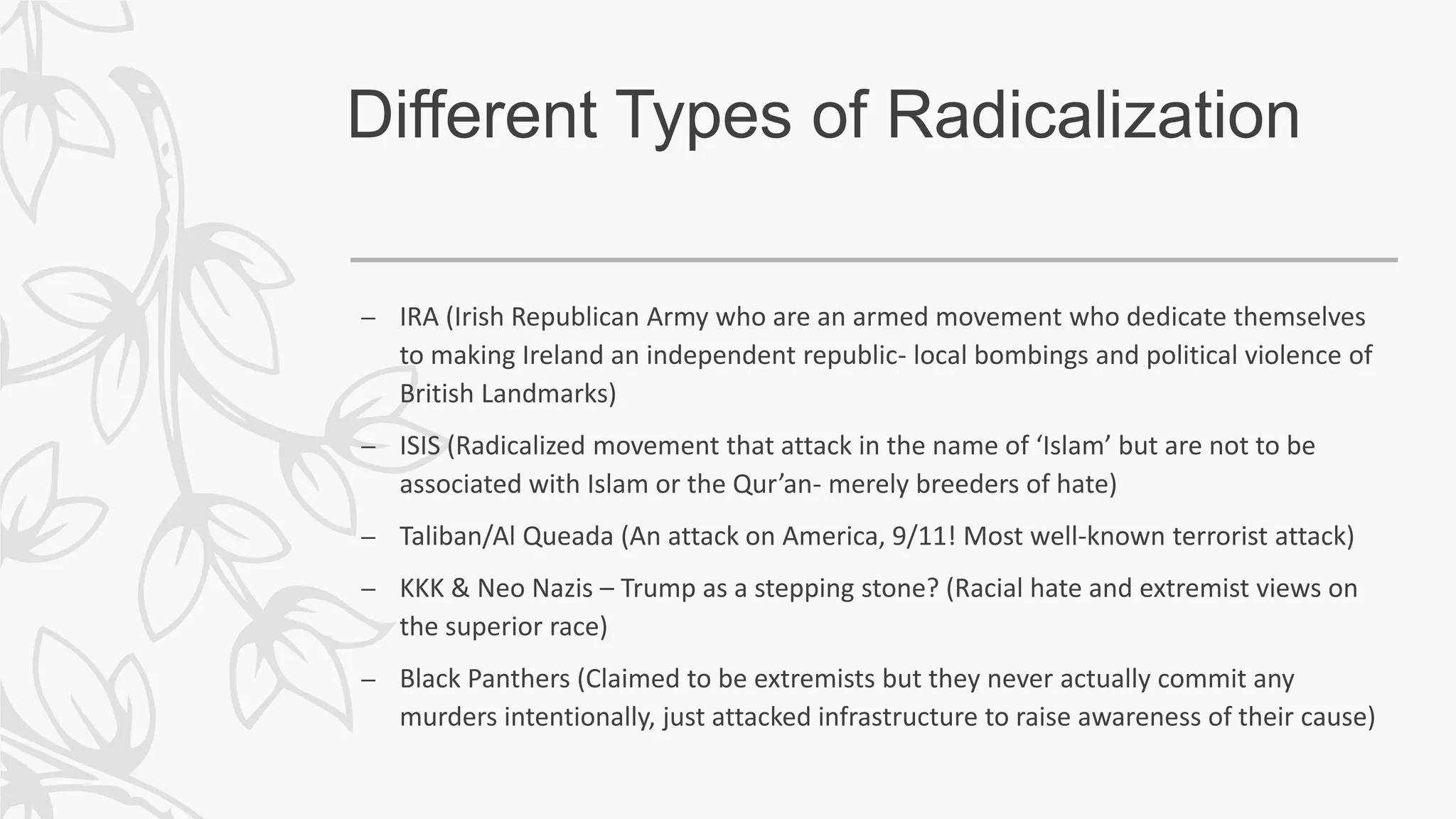 Radicalisation and Extremism Research | PPTX