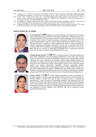 Performance aware algorithm design for elastic resource workflow management of cluster ...