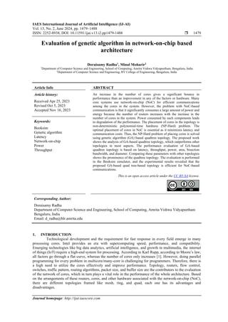 Evaluation of genetic algorithm in network-on-chip based architecture | PDF