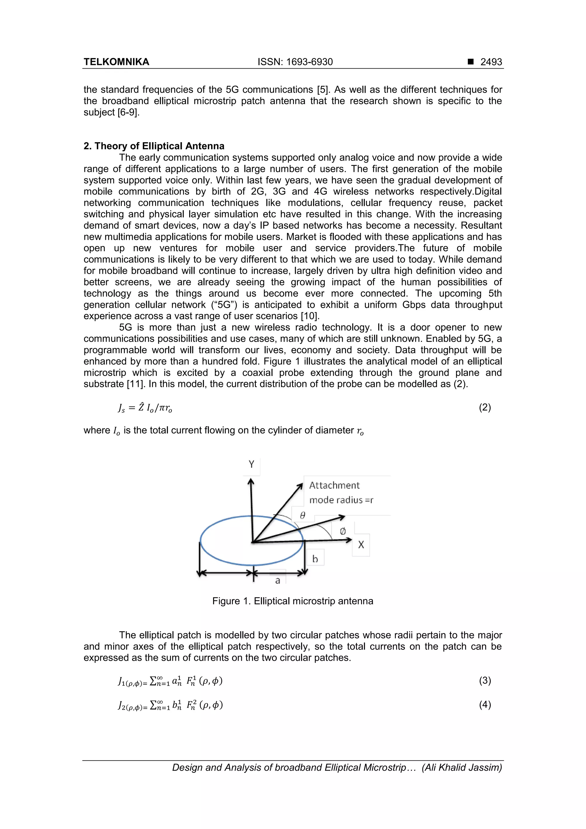 Design and Analysis of Broadband Elliptical Microstrip Patch Antenna for Wireless Communication ...
