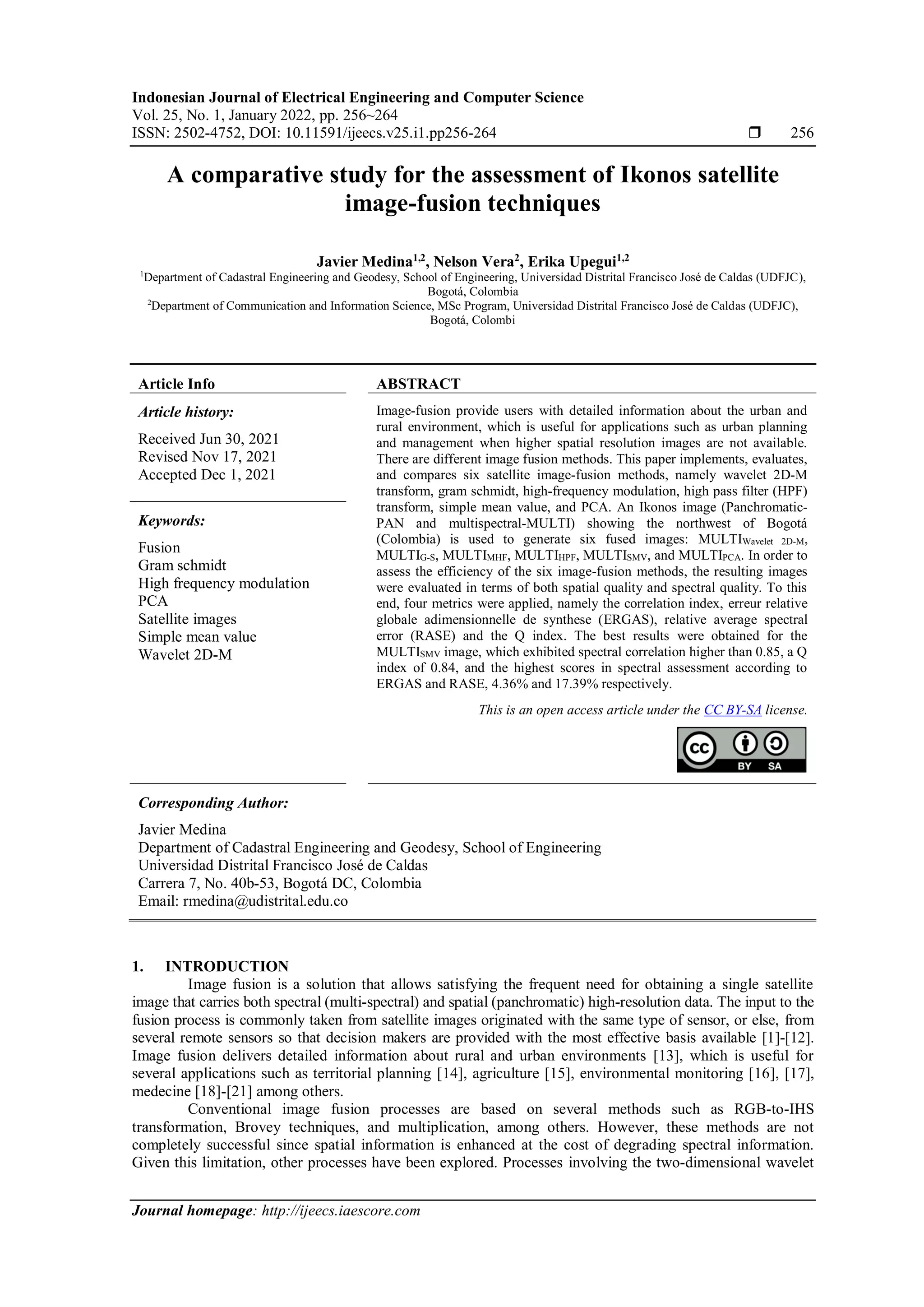 A comparative study for the assessment of Ikonos satellite image-fusion ...