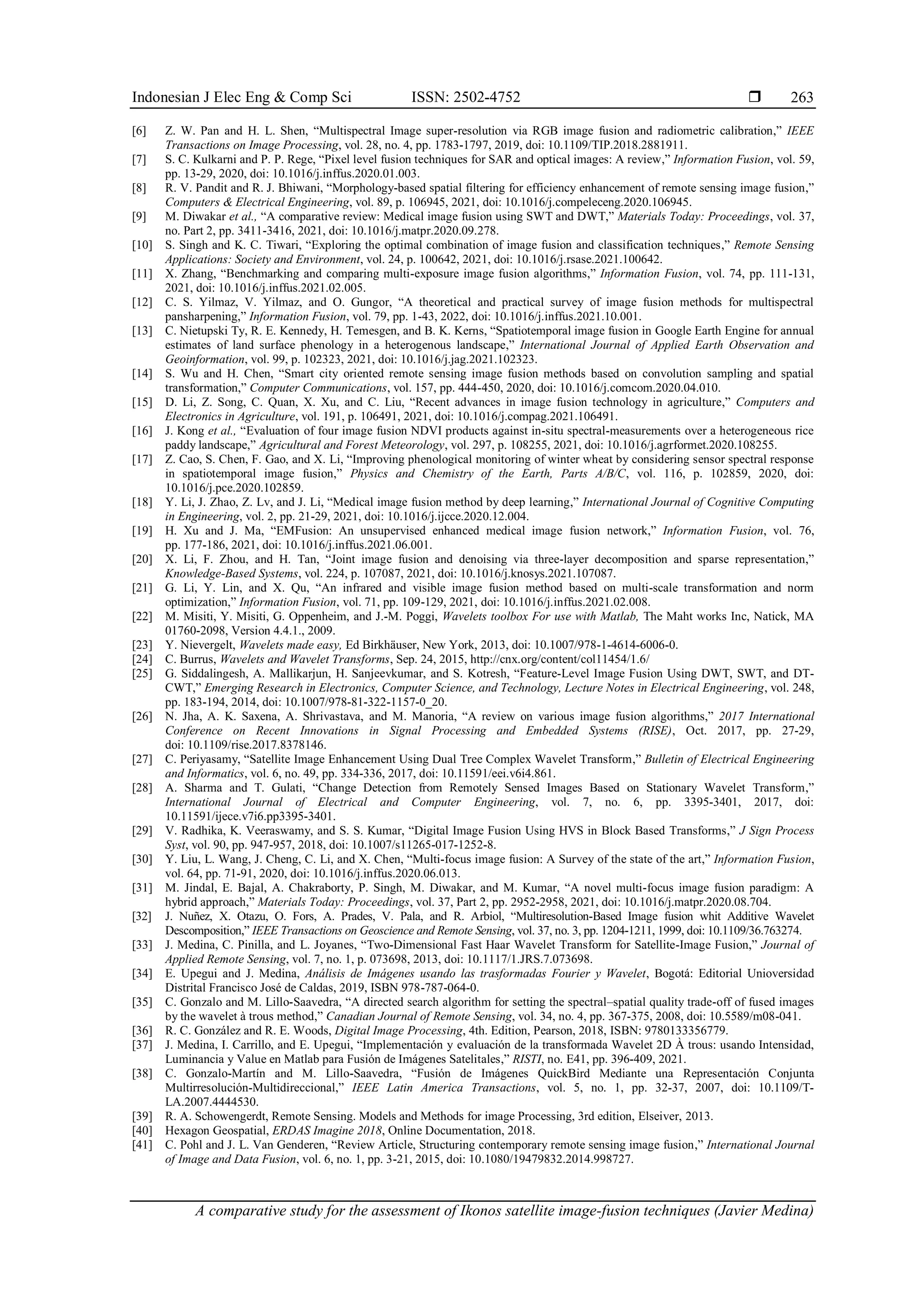 A comparative study for the assessment of Ikonos satellite image-fusion ...