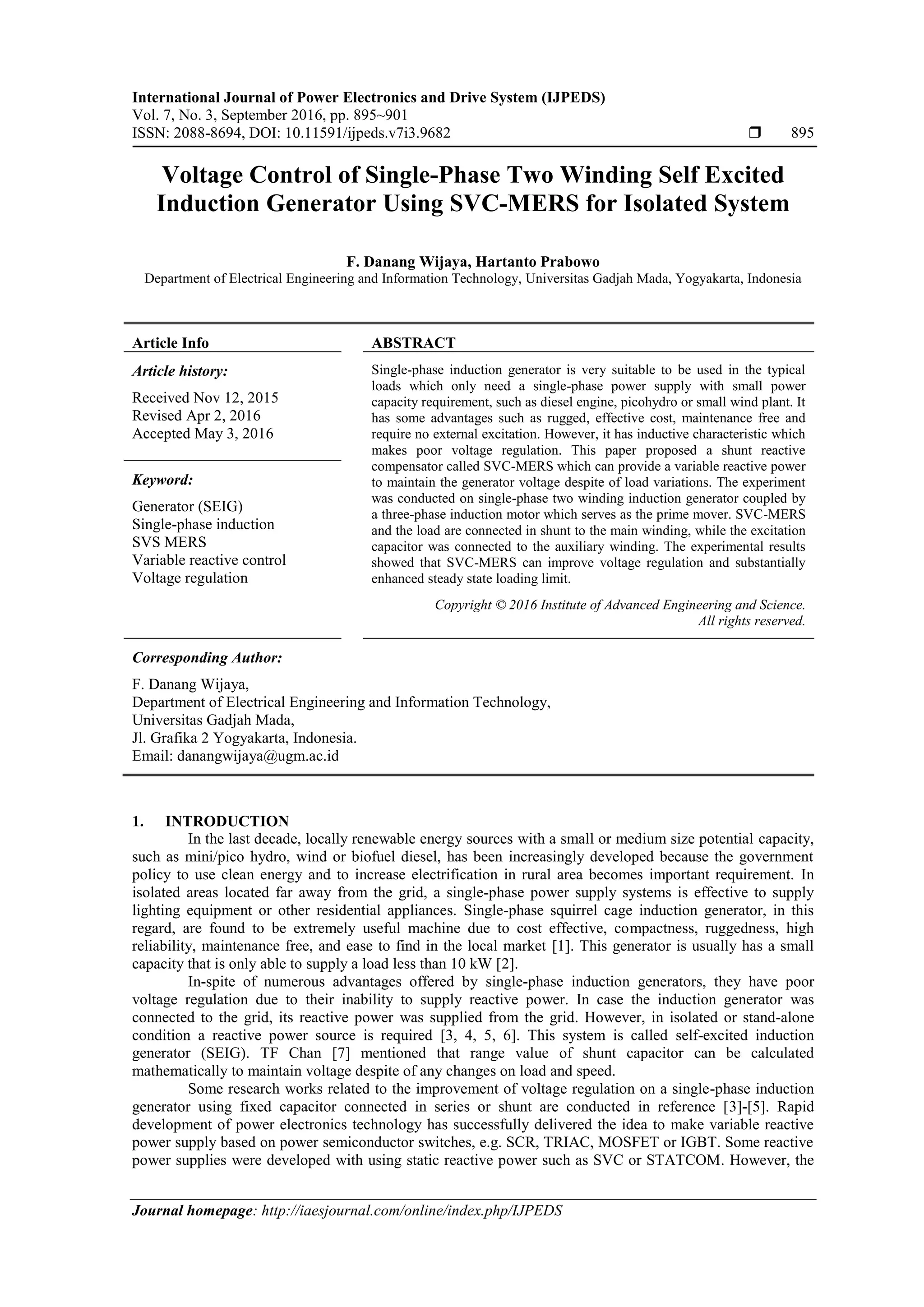 Voltage Control of Single-Phase Two Winding Self Excited Induction ...