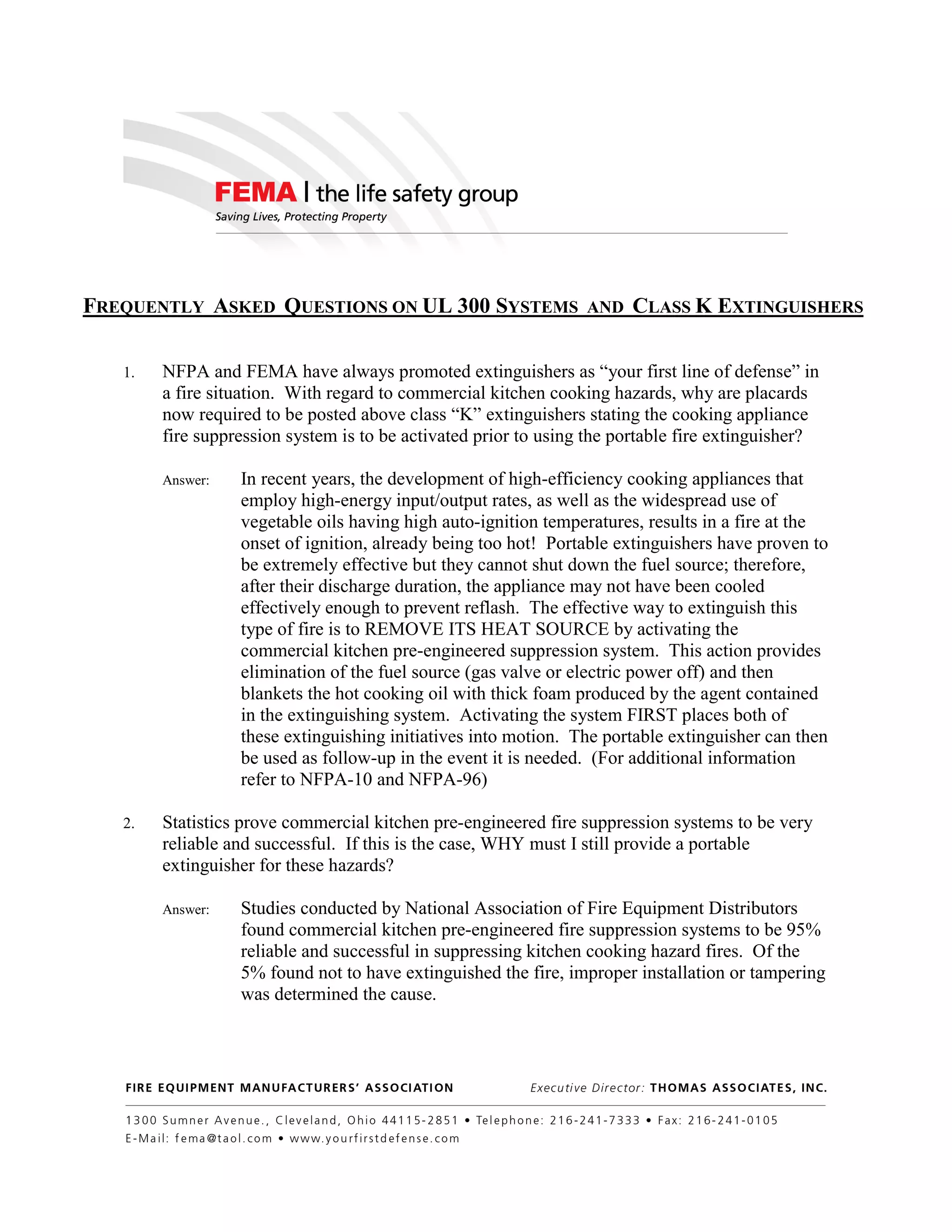 Frequently Asked Questions on UL 300 and Class K Fire Extinguishers | PDF
