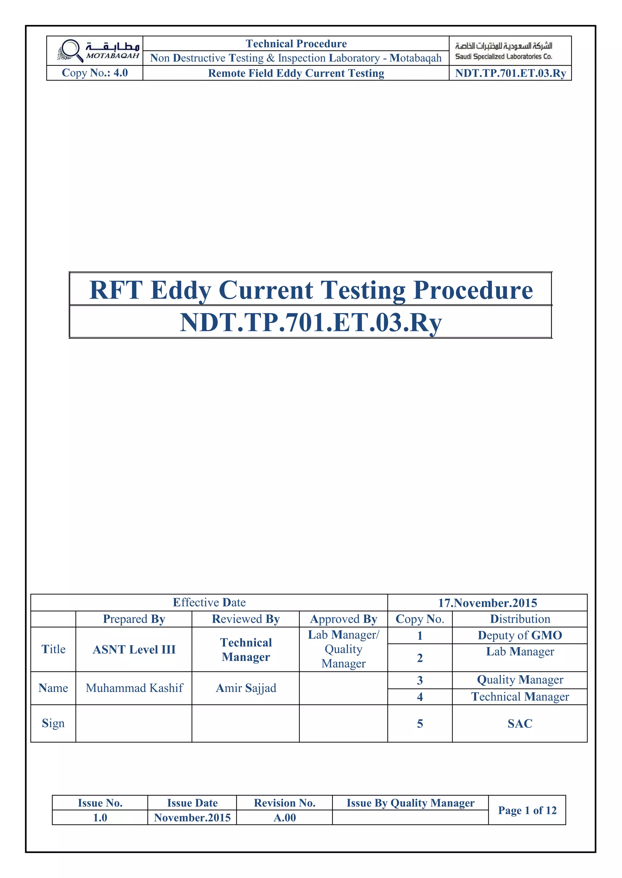 292751693 eddy-current-rft-procedure | PDF
