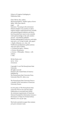Measuring Shadows Keplers Optics Of Invisibility Raz Chenmorris | PDF