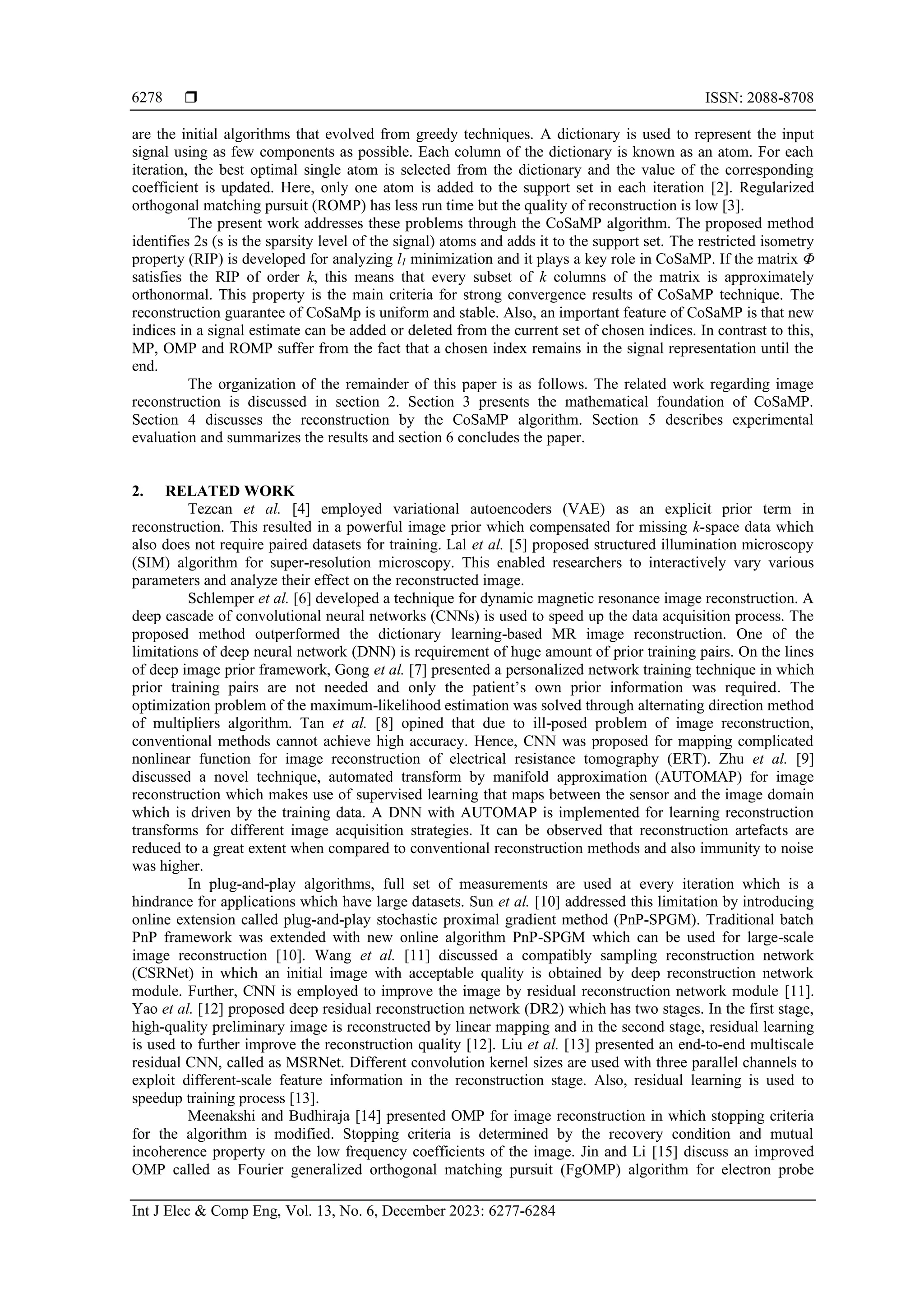 Image reconstruction through compressive sampling matching pursuit and curvelet transform | PDF