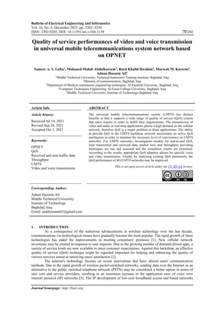 Quality of service performances of video and voice transmission in ...