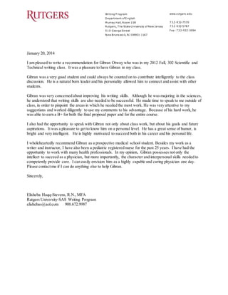 recommendation for a B+ student-Gibran | PDF